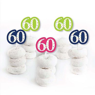 Big Dot Of Happiness 60th Birthday - Cheerful Dessert Cupcake Toppers ...