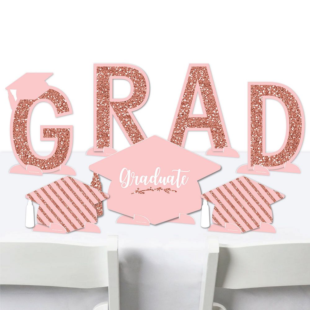 Big Dot Of Happiness Rose Gold Grad - Party Centerpiece Decor ...