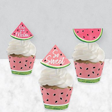 Big Dot Of Happiness Sweet Watermelon Decor - Cupcake Wrappers & Treat Picks Kit 24 Ct