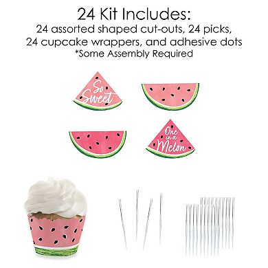 Big Dot Of Happiness Sweet Watermelon Decor - Cupcake Wrappers & Treat Picks Kit 24 Ct