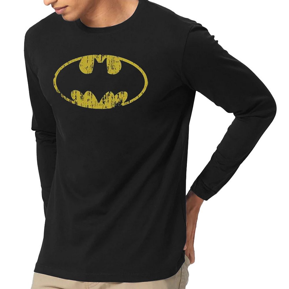 Batman Classic Logo Distressed Long Sleeve Adult T-shirt