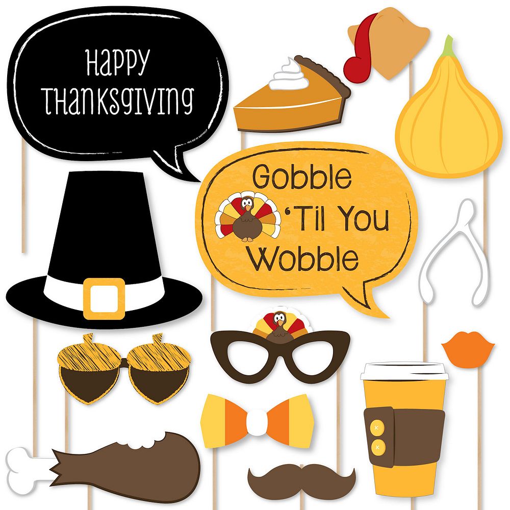 Big Dot Of Happiness Give Thanks - Thanksgiving Party Photo Booth Props ...