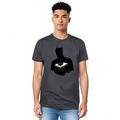 The Batman Silhouette With Riddler Logo Adult Heather T-shirt