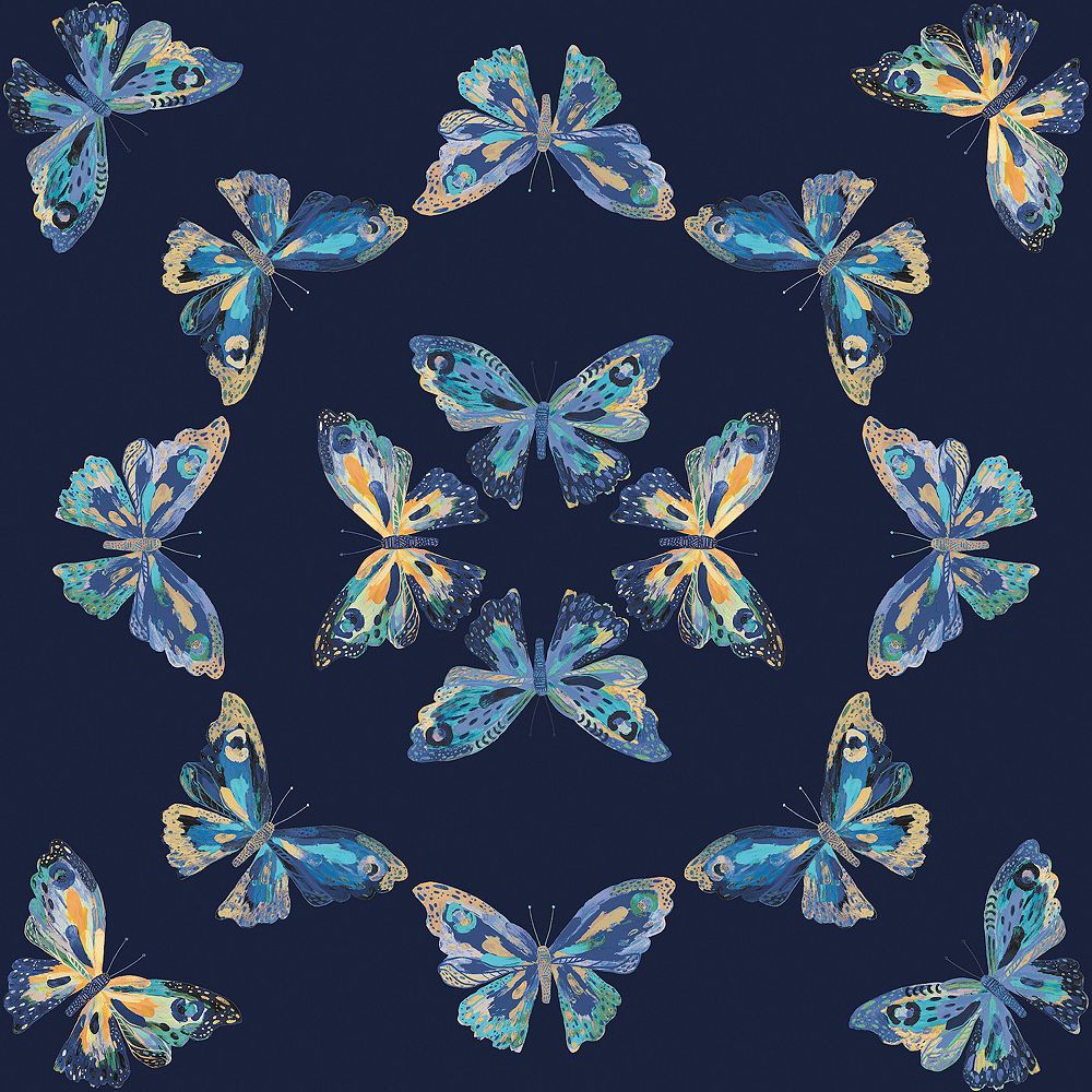 RoomMates Papillon Blue Peel & Stick Wallpaper