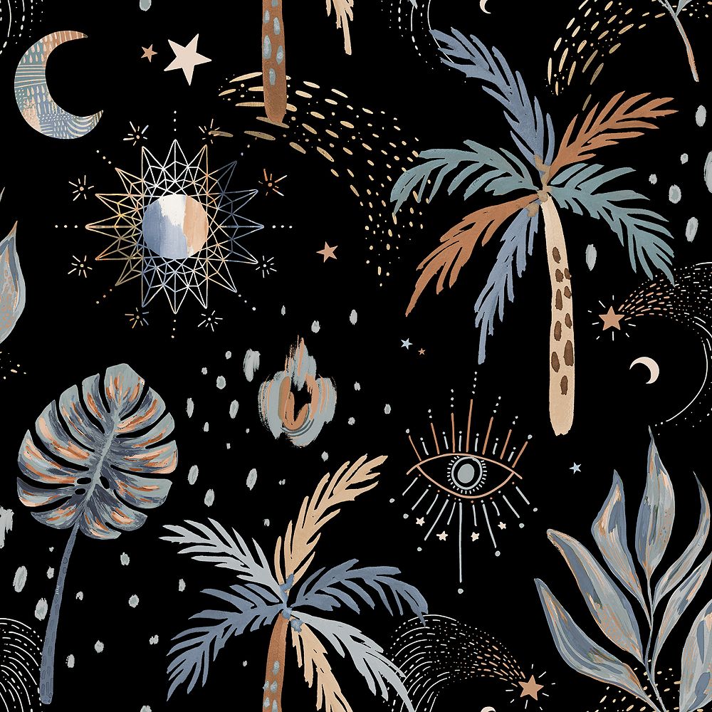RoomMates Nuit Tropicale Blue Peel & Stick Wallpaper