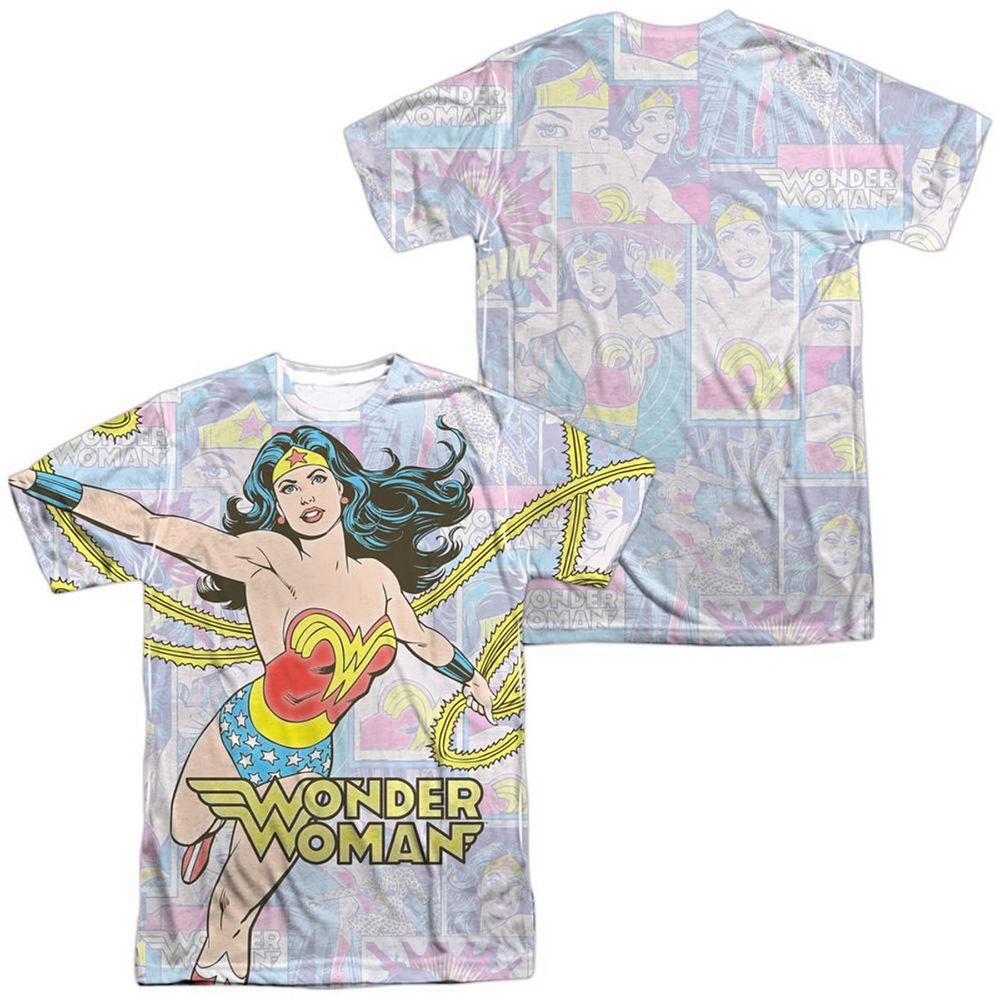 Dc Comics Wonder Woman Collage Short Sleeve Adult Poly Crew T-shirt