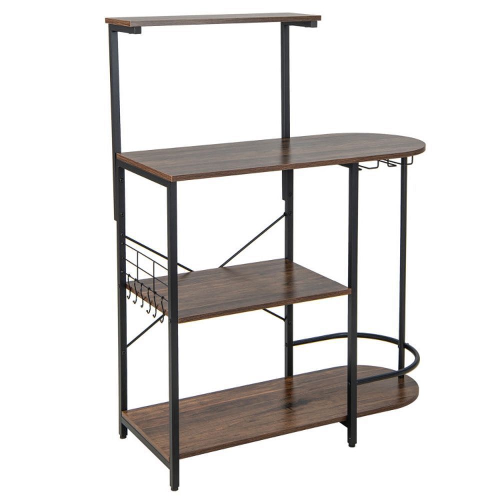 Hivvago 4-tier Kitchen Bakers Rack With 6 S-hooks And Stemware Racks ...