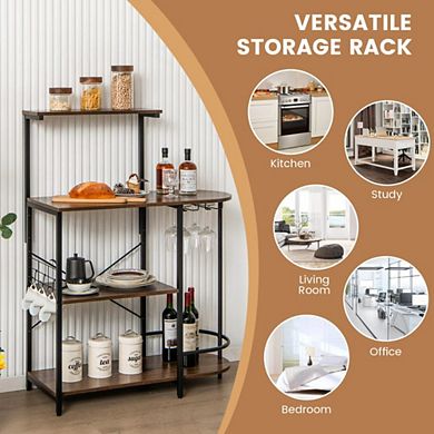 Hivvago 4-tier Kitchen Bakers Rack With 6 S-hooks And Stemware Racks ...