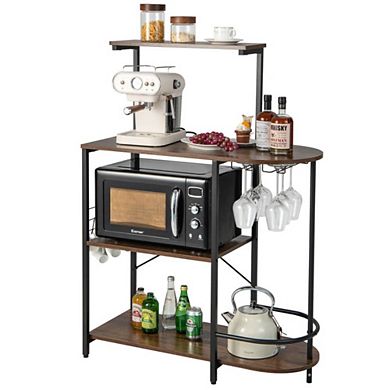 Hivvago 4-tier Kitchen Bakers Rack With 6 S-hooks And Stemware Racks ...