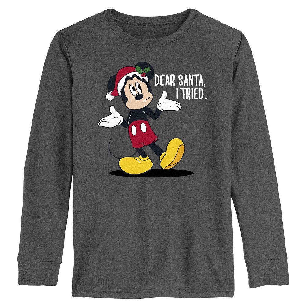 Boys 4-7 Mickey Mouse Disappointed Dear Santa I Tried Long Sleeve ...