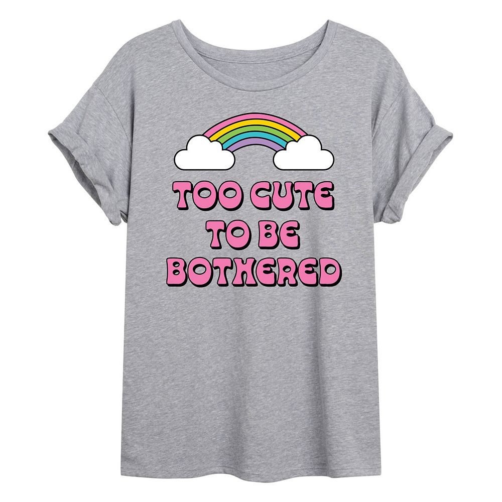 Juniors' Too Cute To Be Bothered Oversized Graphic Tee