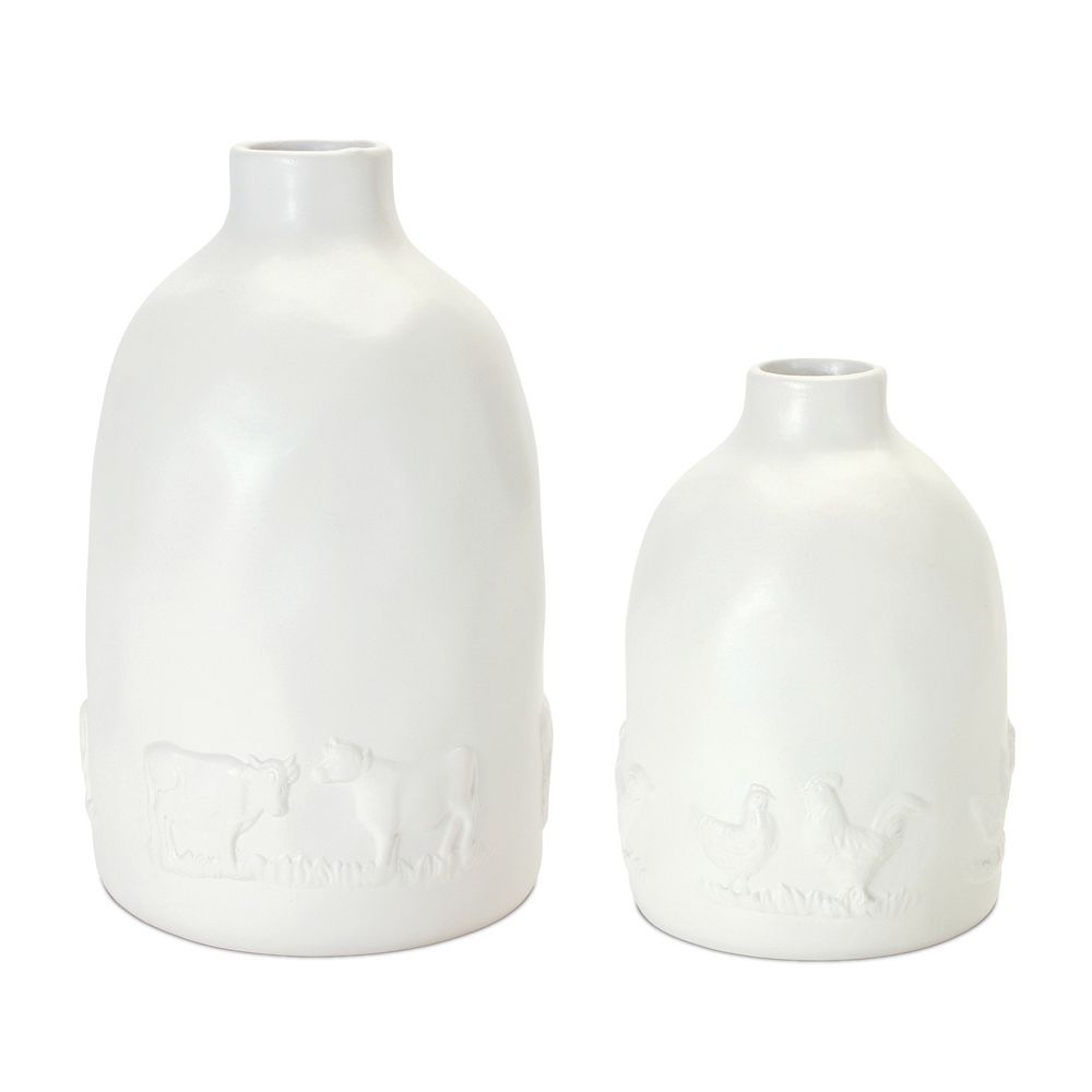 Melrose Ceramic Farm Animal Decorative Vase Table Decor 2-piece Set