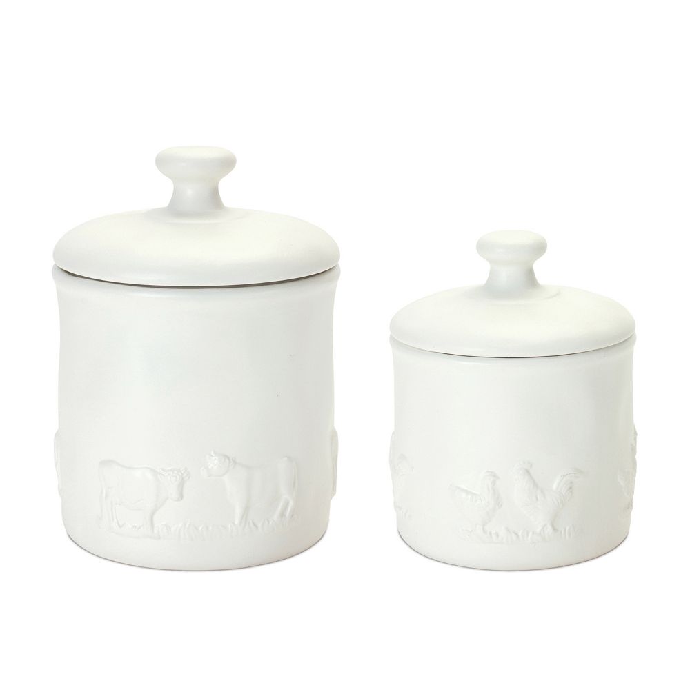 Melrose Ceramic Farm Animal Decorative Canister Table Decor 2-piece Set