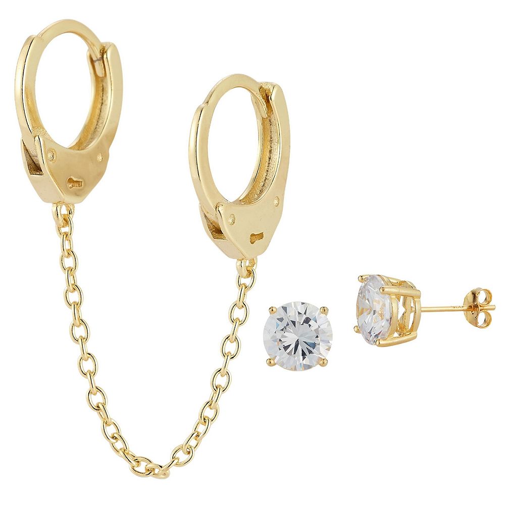 Sunkissed Sterling Sterling Silver Double Piercing Earring Duo Set