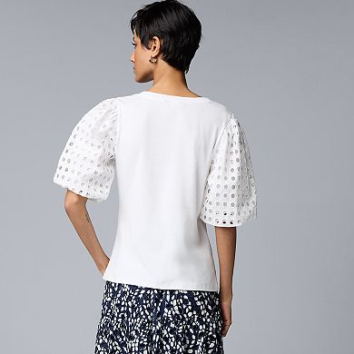 Women's Simply Vera Vera Wang Eyelet Sleeve Top