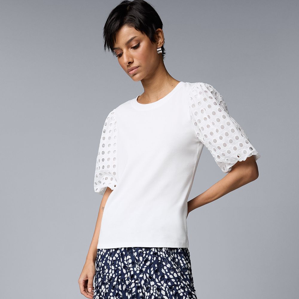 Women's Simply Vera Vera Wang Eyelet Sleeve Top