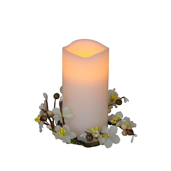 Mikasa LED Wax Pillar Candle with Artificial Spring Berry Ring