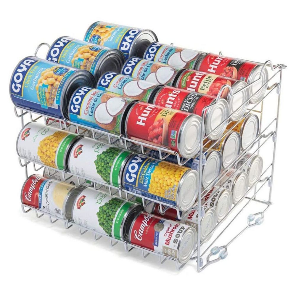 Stackable Can Organizer - 3-Tier Soda Multifunctional Chrome-Finish Can ...