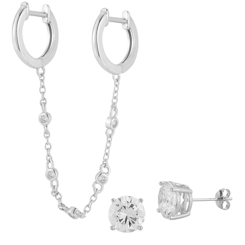 Sunkissed Sterling Sterling Silver Cubic Zirconia Double Piercing ...