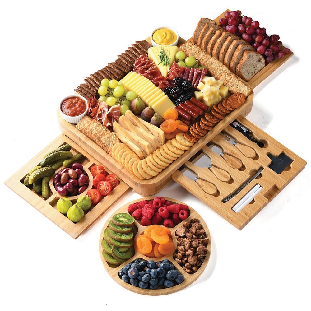 Cheese and Meat Board - Simple Charcuterie Board with Serving Utensils