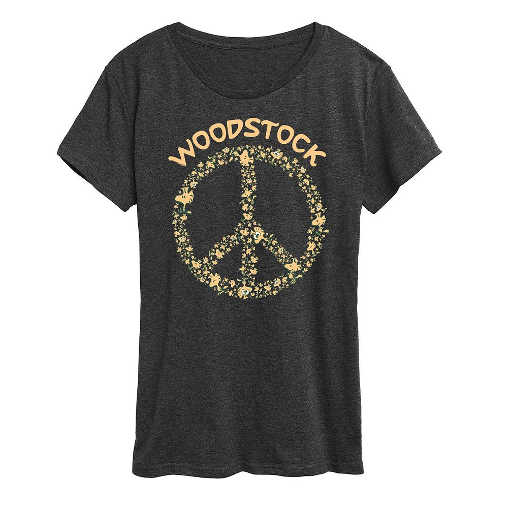 Women's Peanuts Woodstock Peace Sign Graphic Tee