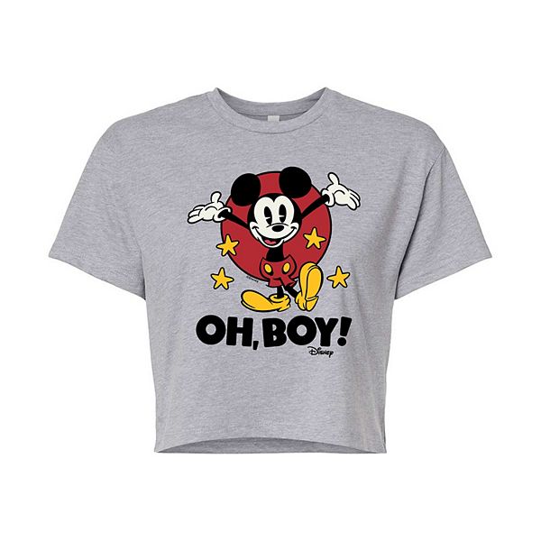Disney's Mickey Oh Boy Juniors' Cropped Graphic Tee