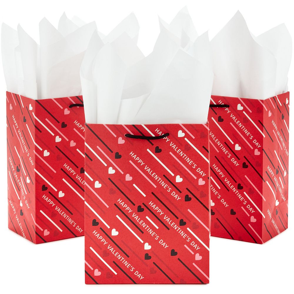 Hallmark 3-Pack Medium Valentine's Day Gift Bags With Tissue Paper ...