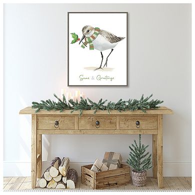 Christmas Sandpiper II by Lucca Sheppard Framed Canvas Wall Art Print