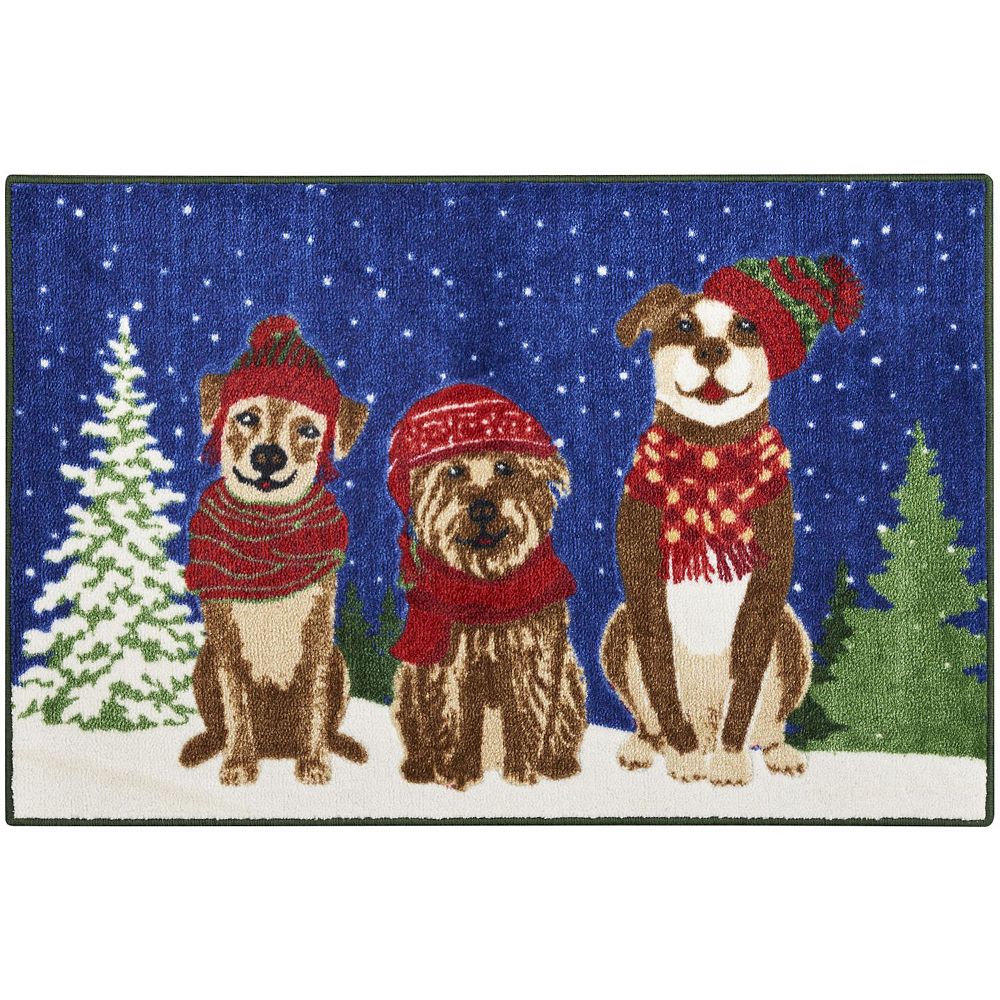 Nourison Christmas Snow Dogs Holiday Indoor Kitchen Entryway Non-skid Mat