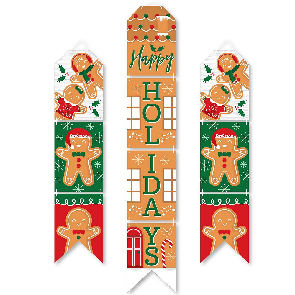 Big Dot of Happiness Gingerbread Christmas - Hanging Vertical Paper ...