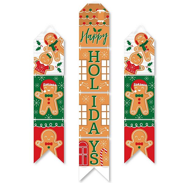 Big Dot of Happiness Gingerbread Christmas - Hanging Vertical Paper ...