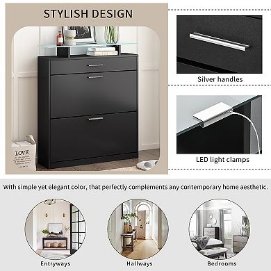 Merax Free Standing Shoe Rack With Led Light For Hallway