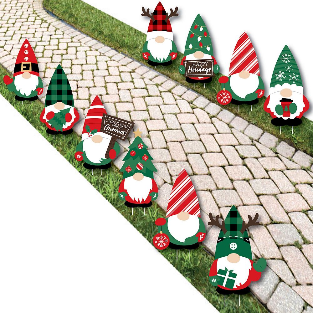 Big Dot of Happiness Red and Green Holiday Gnomes - Outdoor Christmas ...