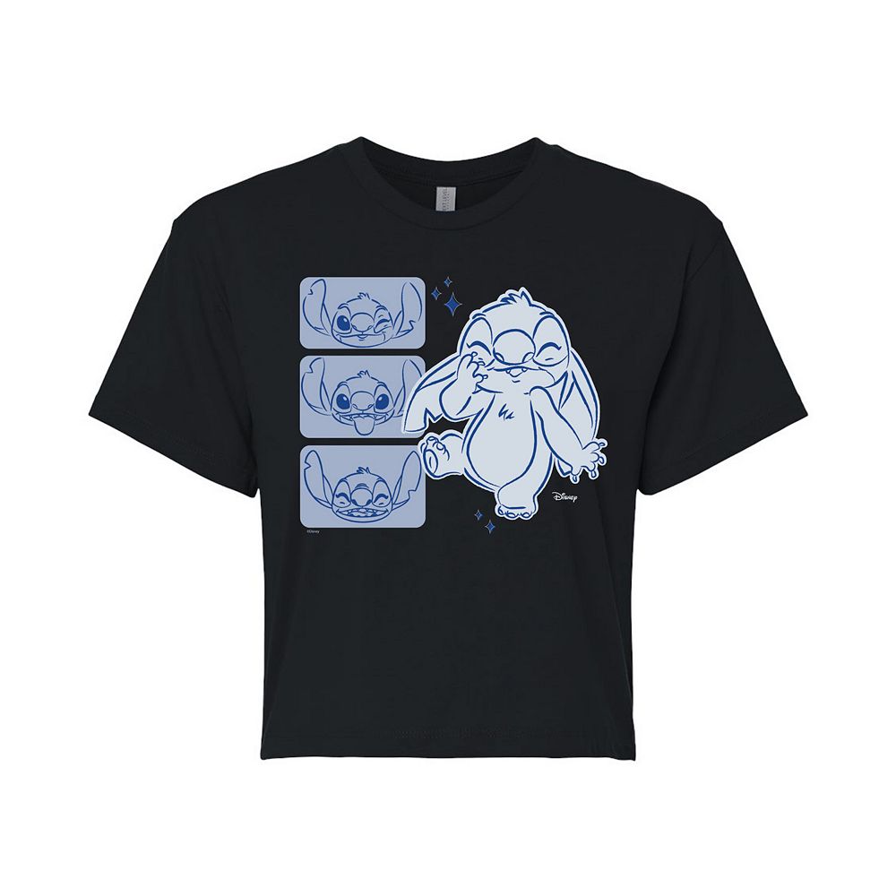 Juniors' Lilo & Stitch Mood Grid Cropped Graphic Tee