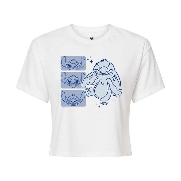 Juniors' Lilo & Stitch Mood Grid Cropped Graphic Tee