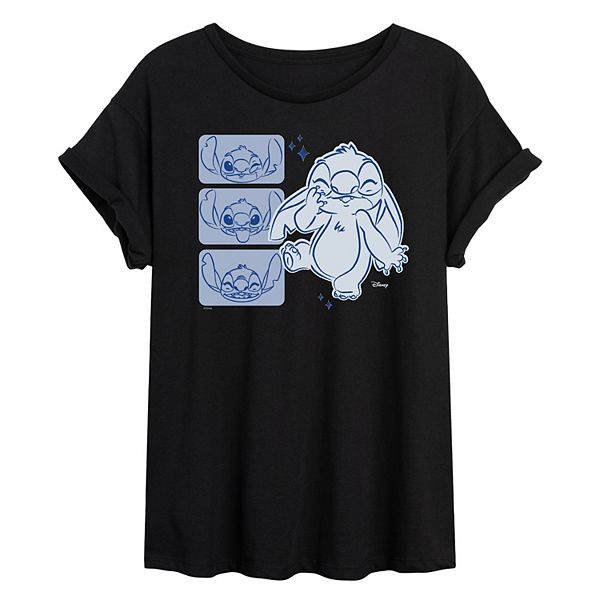 Juniors' Lilo & Stitch Mood Grid Oversized Graphic Tee