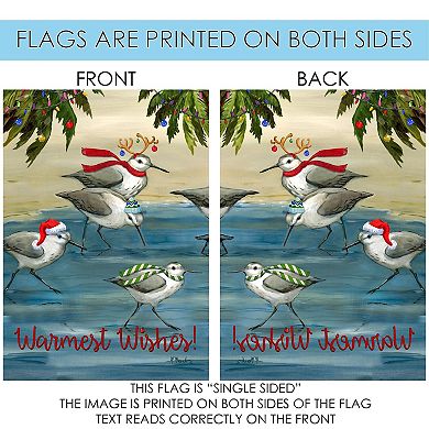 Christmas "Warmest Wishes" Silly Sandpiper Outdoor Garden Flag 18" x 12.5"