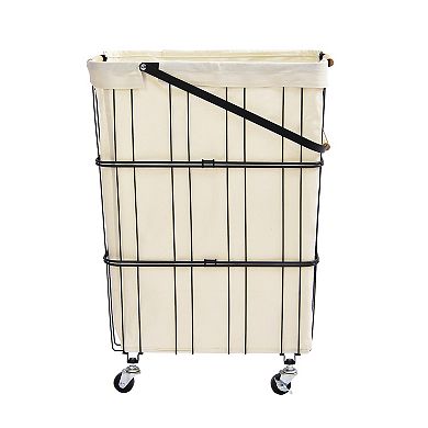 Oceanstar Mobile Rolling Storage Laundry Basket Cart with Handle