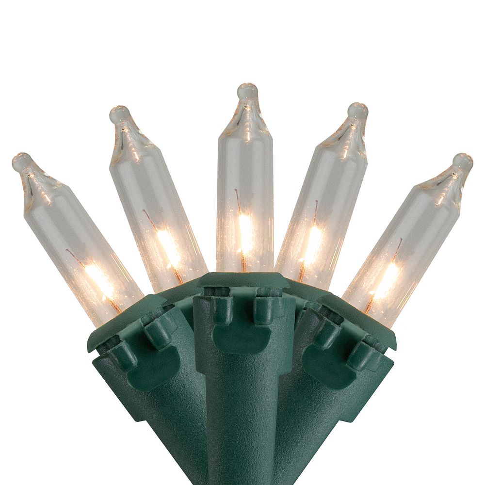 300-Count Clear Mini Christmas Light Set 149.6ft Green Wire
