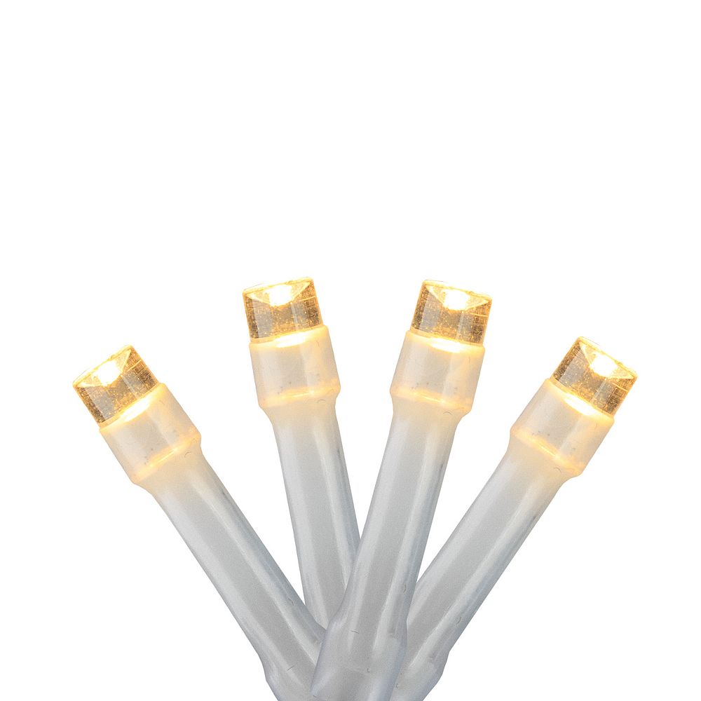 Set of 20 Warm White LED Wide Angle Christmas Lights 4" Spacing - White ...