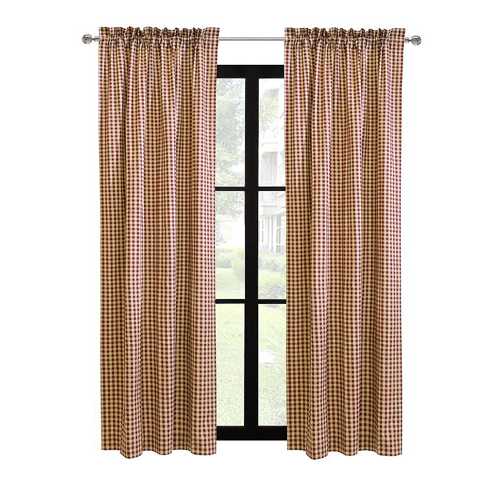 Energy Efficient Room Darkening Mini Check Pattern Pole Top Curtain ...