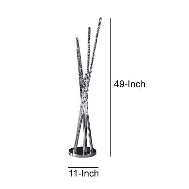 49 Inch Floor Lamp, Five Lighting Rods, Strong Metal Base, Silver, Chrome