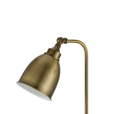 Metal Round 25" Table Lamp with Adjustable Pole, Antique Bronze