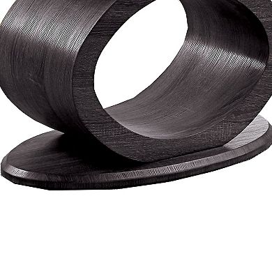 Tempered Glass Top Coffee Table with O Shape Wooden Shape Base, Gray