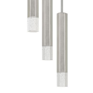 Hexagonal Metal Frame 3 LED Light Pendant with Glass Diffuser, Gray