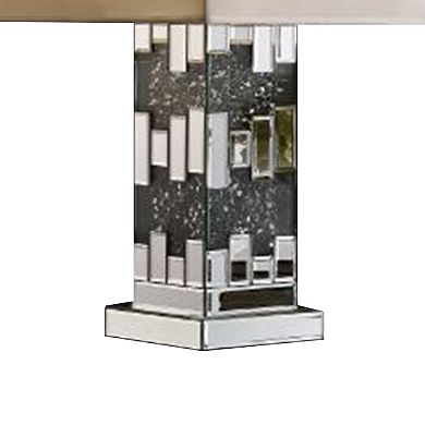 Table Lamp with Cuboid Shape and Mirrored Trim, Silver