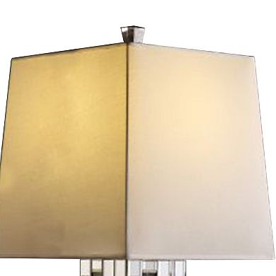 Table Lamp with Cuboid Shape and Mirrored Trim, Silver