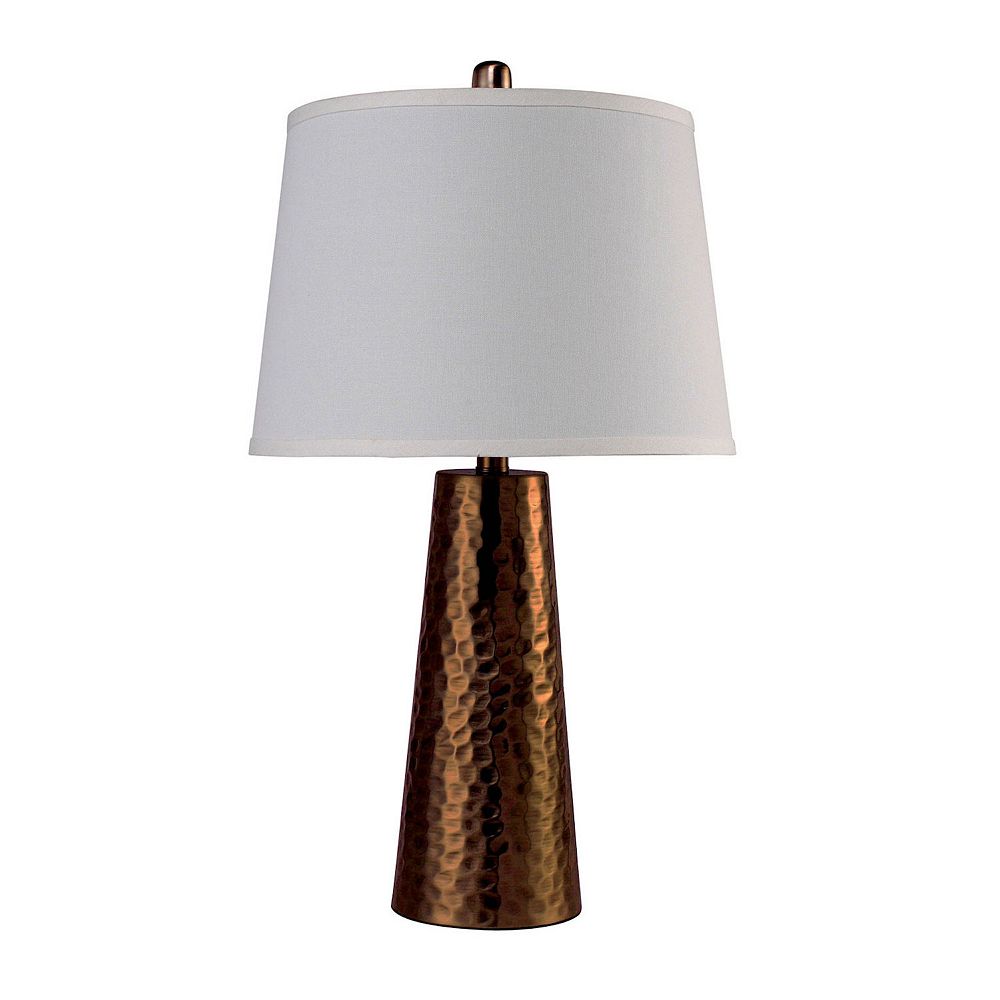Contemporary Table Lamp with Flared Base and Hammered Pattern, Antique Gold
