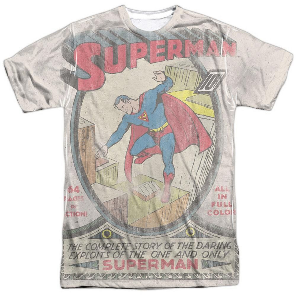 Dc Comics Superman 1 Distressed Short Sleeve Adult 100% Poly Crew T-shirt