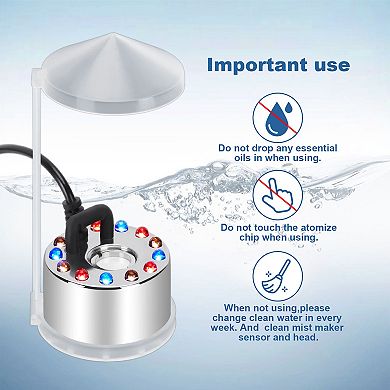 12 LED Lights Mist Maker Fogger Mini Air Humidifier Pond